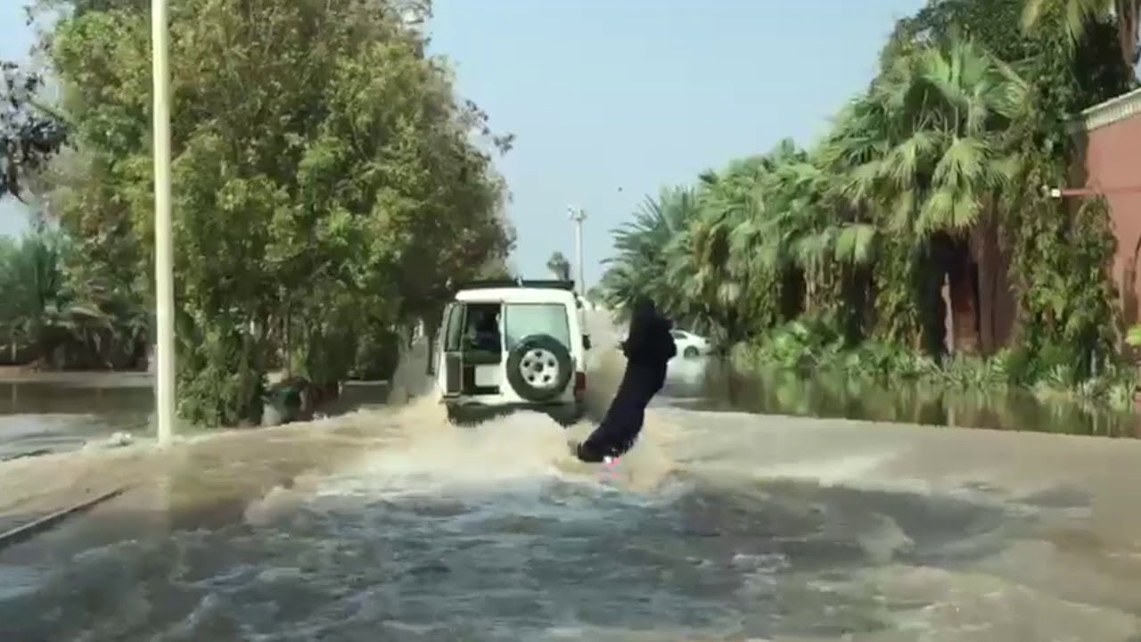 Rain surfing in Jeddah - YouTube