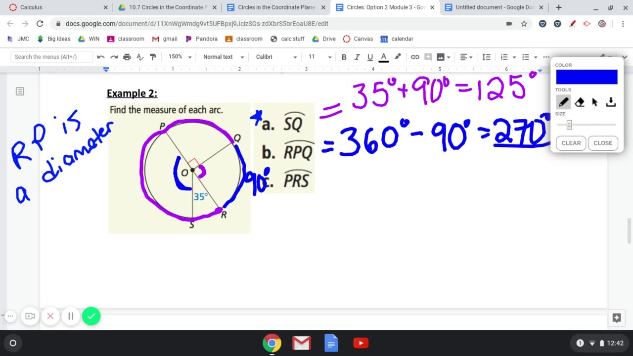 Arc Measures Example 2 - YouTube