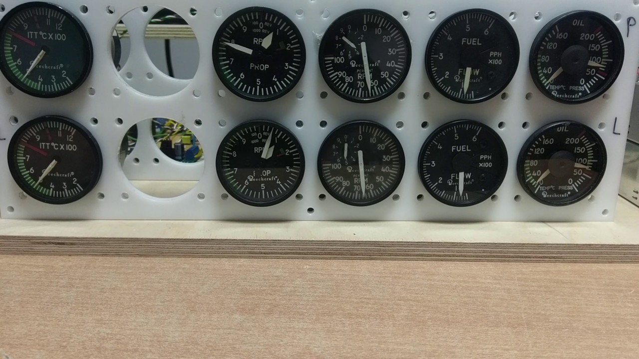 KingAir B200 Engine Instrument Cluster - First test - YouTube
