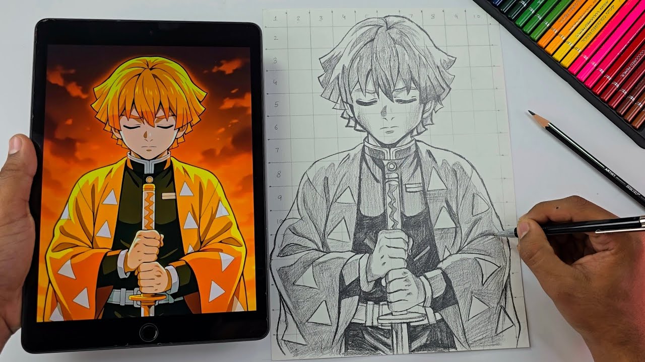 How To Draw Zenitsu Agatsuma Drawing, Demon Slayer Anime Drawing Step ...