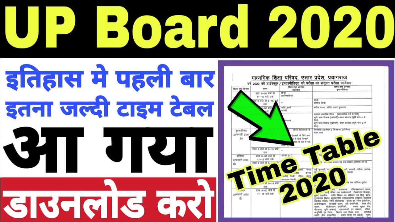 UP Board ने 2020 का Time table निकाल दिया, परीक्षा 18 फरवरी से | Study ...