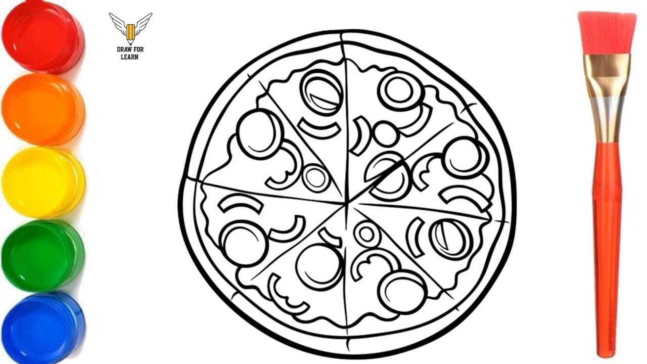 How to Draw pizza drawing, Painting and Coloring for Kids & Toddlers ...