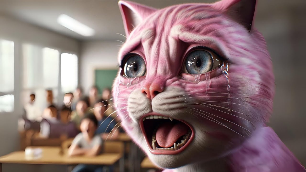 Pink Cat as a Teacher in a Classroom | Cat Class Room | #cat #catlover ...