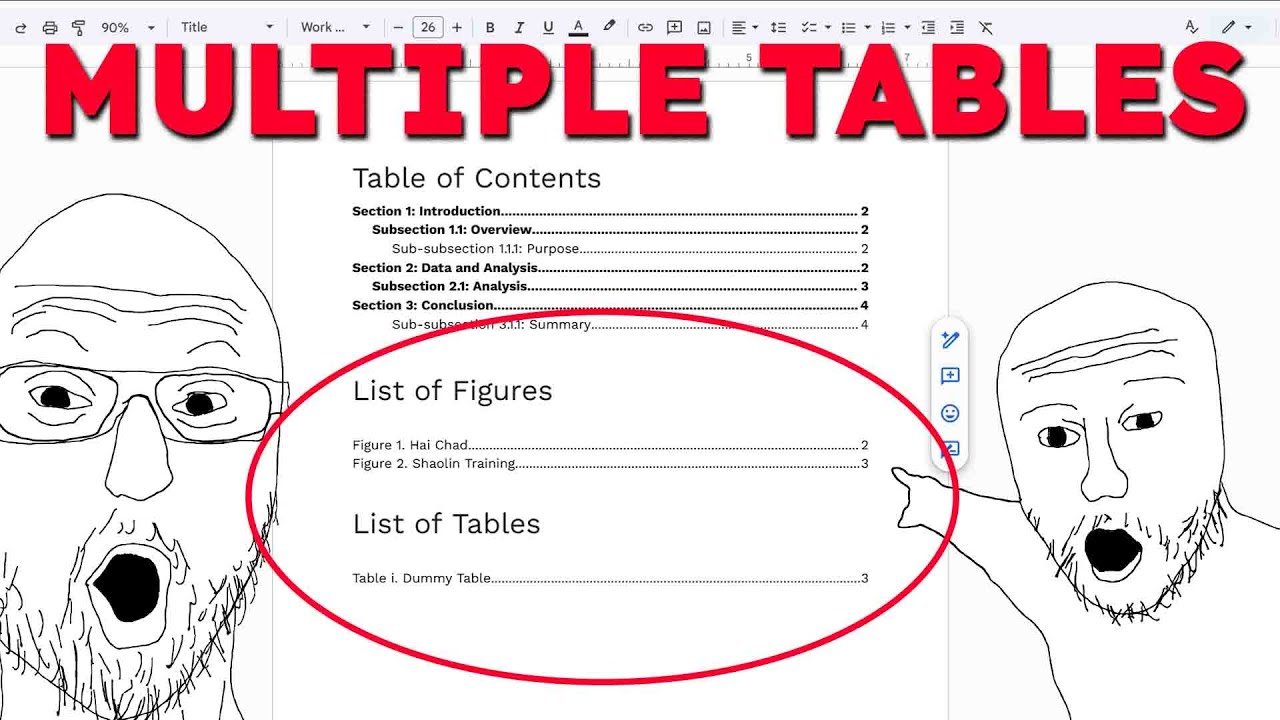 tutorial google docs multiple tables of contents - YouTube