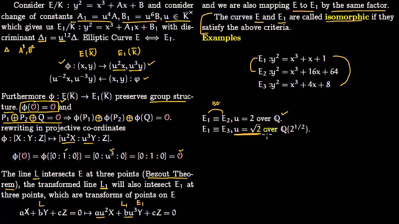 Isomorphic Elliptic Curves and j invariant - YouTube