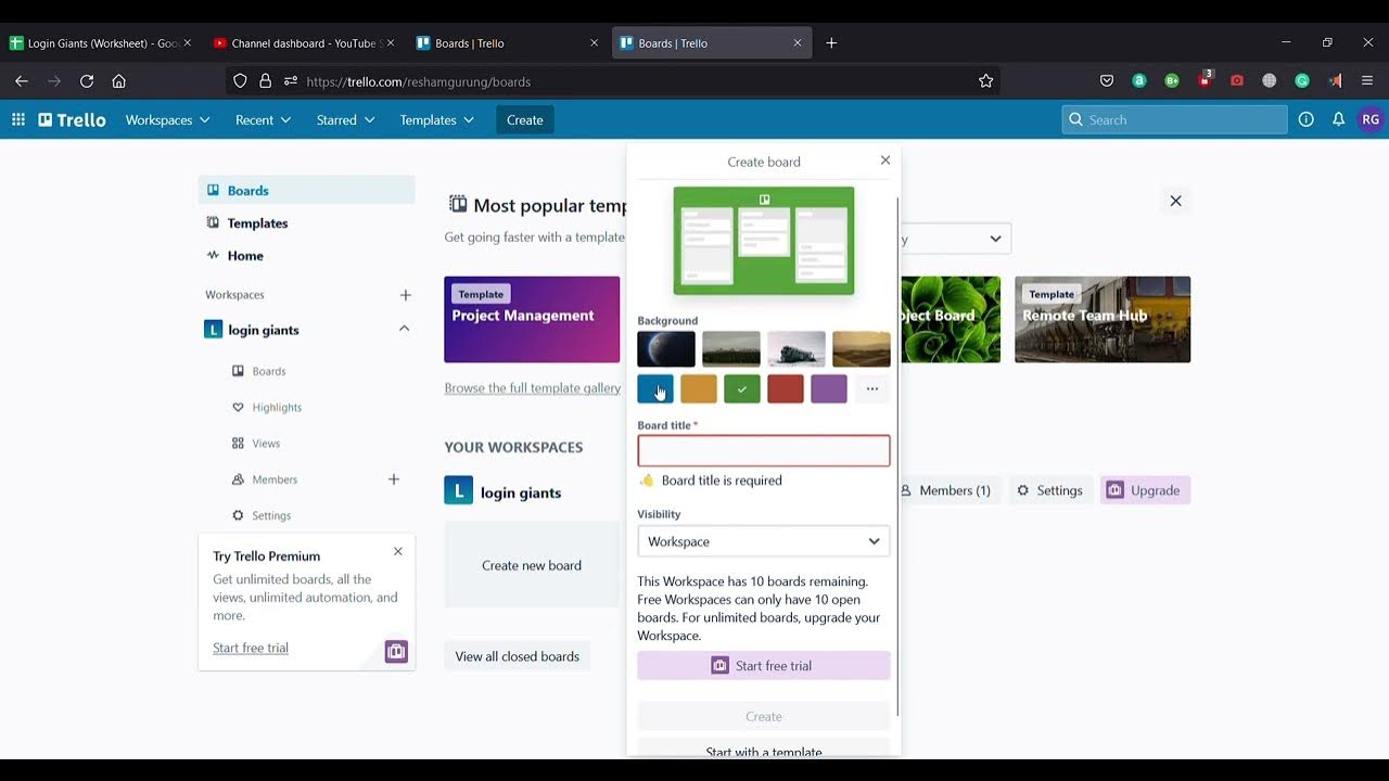 How to Create a New board on Trello | Create a Personal Board in Trello ...
