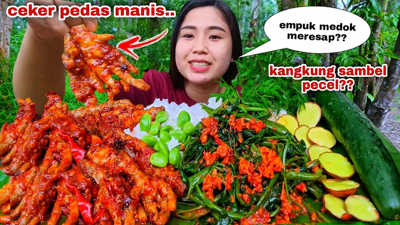 Ceker Pedas Manis Kangkung Sambel Pecel Lalapan Mentah Jengkol Tua