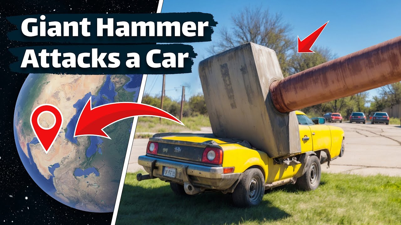 Giant Hammer attacks a Car 🚗 on Google Earth 🌎 and Google Maps # ...
