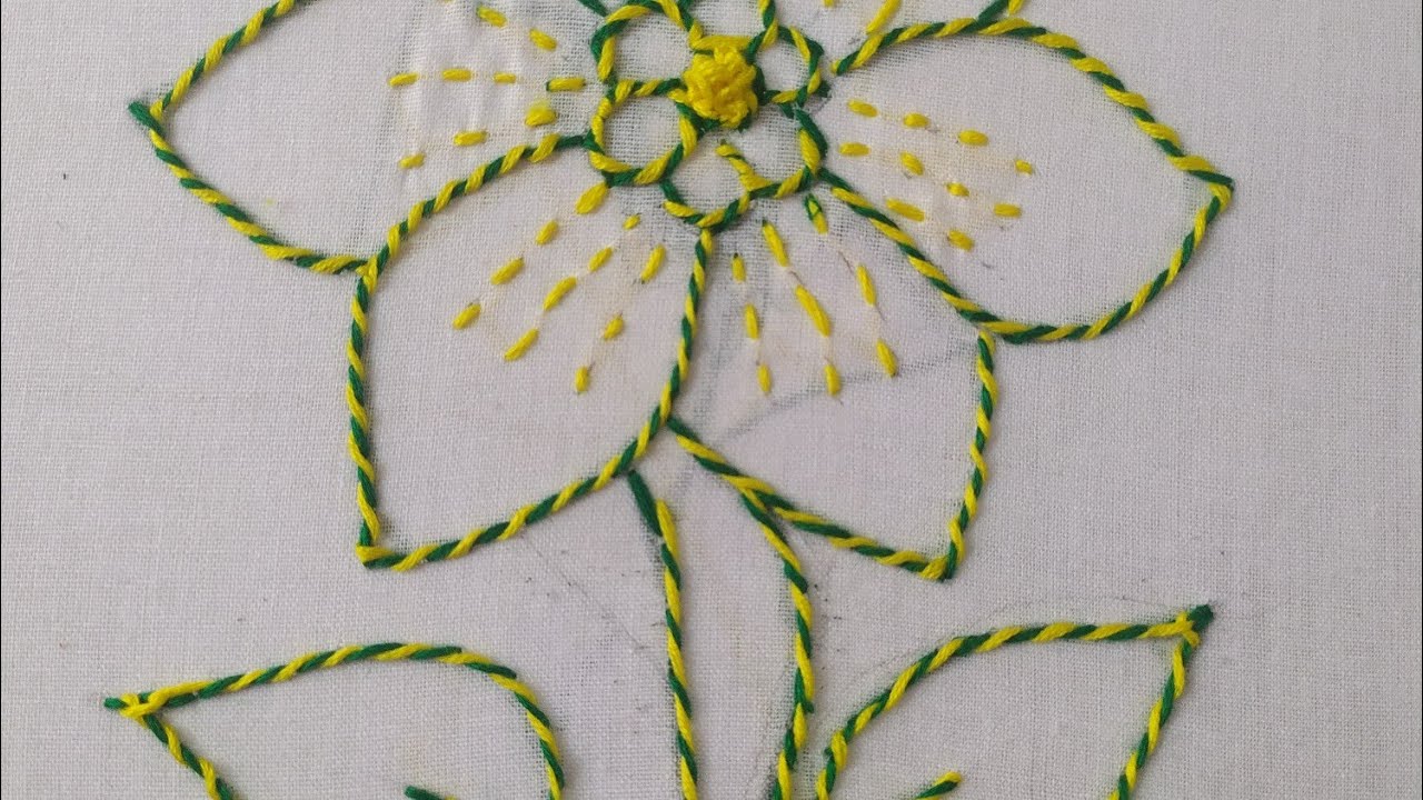 Hand Embroidery : Whipped Back Stitch Flower - YouTube