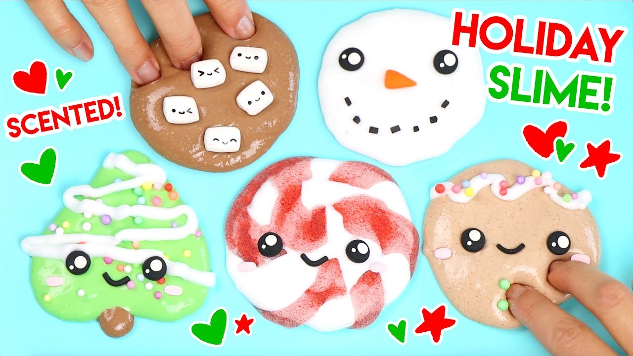 How to Make FIVE Kawaii Holiday Slimes! 🎄🎁 - YouTube