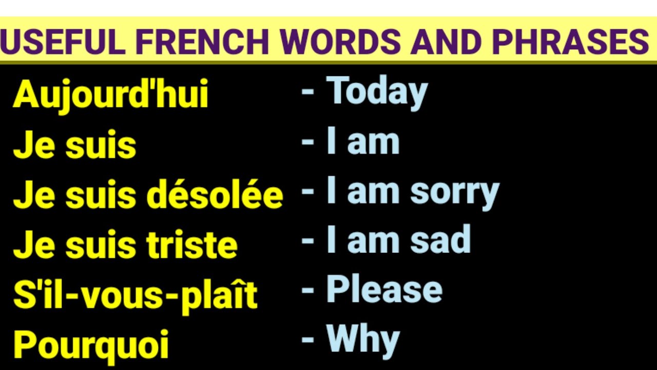 Basic french words and phrases /apprendreanglais/Learn English/Learn ...