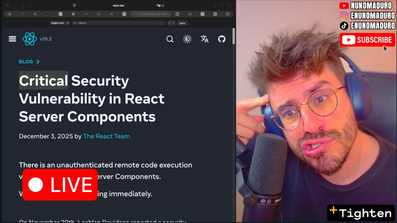 [VOD] SECURITY ISSUE IN REACT, ANTHROPIC BUYS BUN, REVIEWING YOUR CODE ...