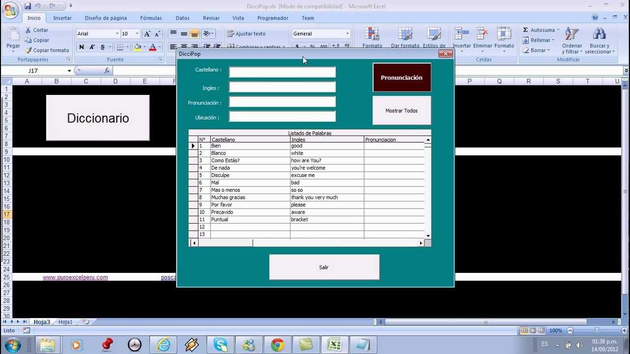 Aplicación Diccionario en Excel Macros - YouTube