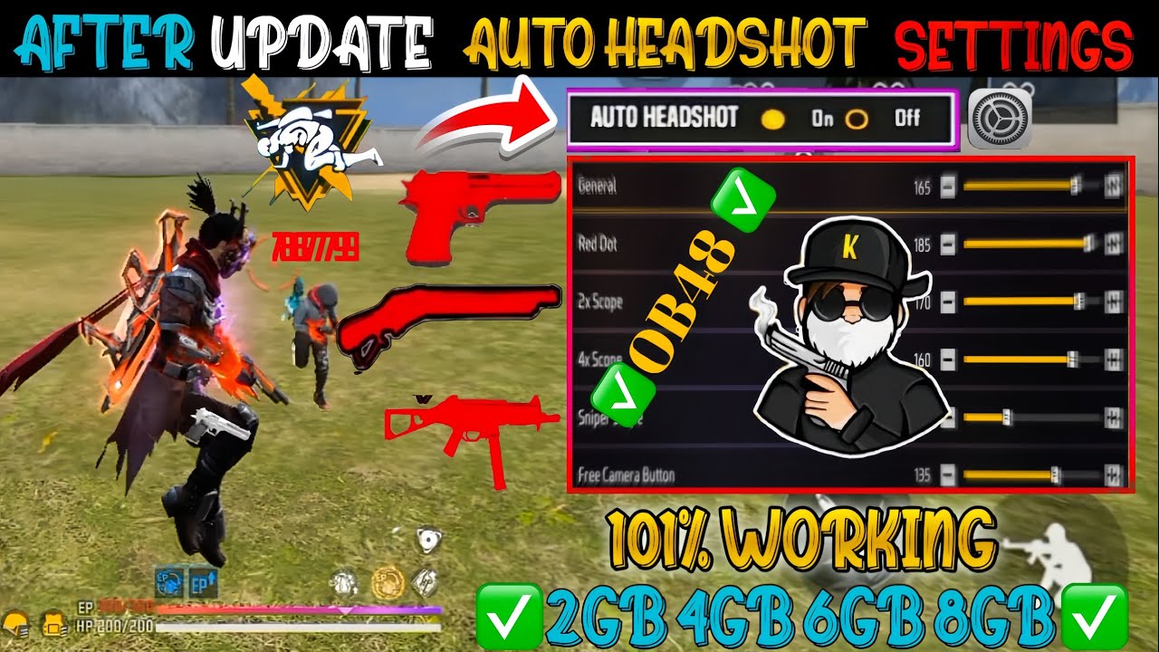 Free Fire Headshot Setting After Ob48 Update 2025⚡Best Sensitivity ...