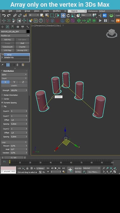 Array Modifier on Spline Vertexes in 3Ds Max #shorts #3dsmax #array #spline #vertex - YouTube