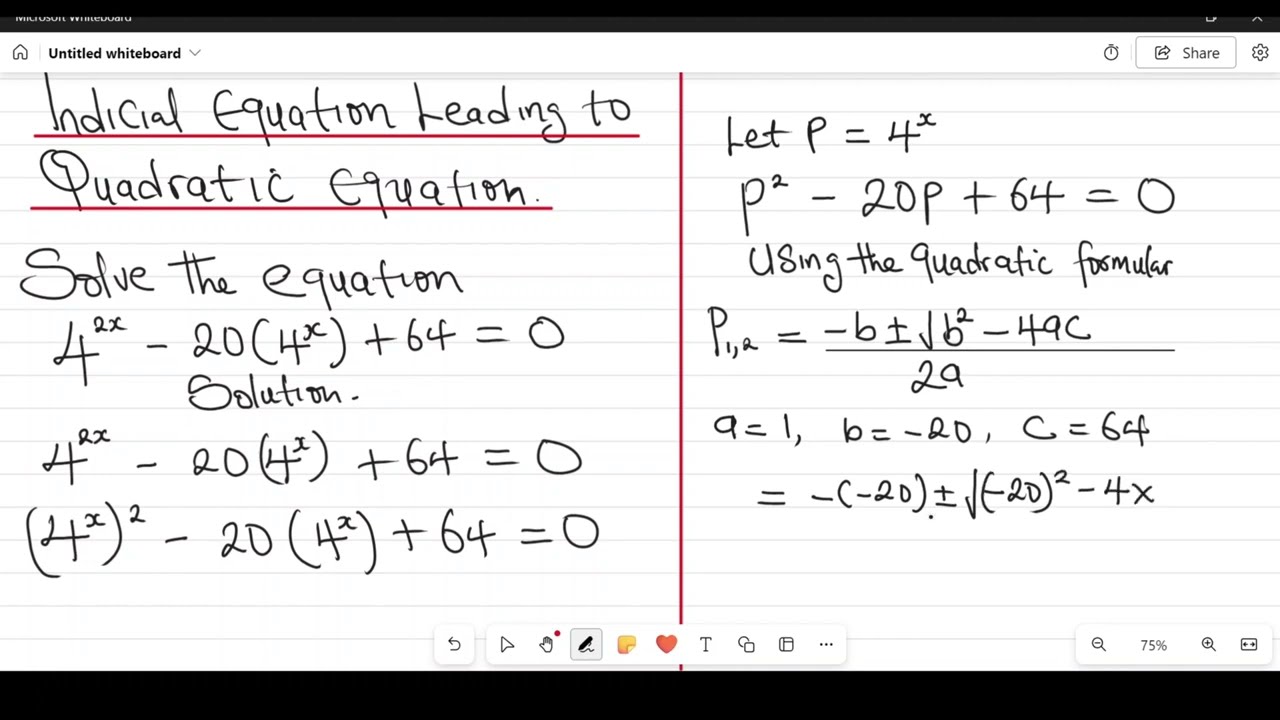 Exponential (Indicial) Equation Leading to Quadratic Equation | A Step ...