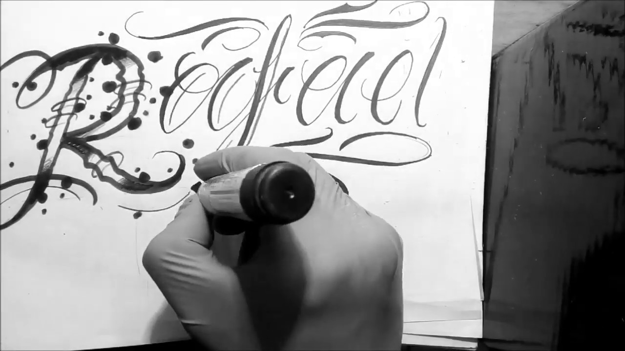 dibujando Letras para tatuar"RAFAEL"/curso chicano lettering/reves ...