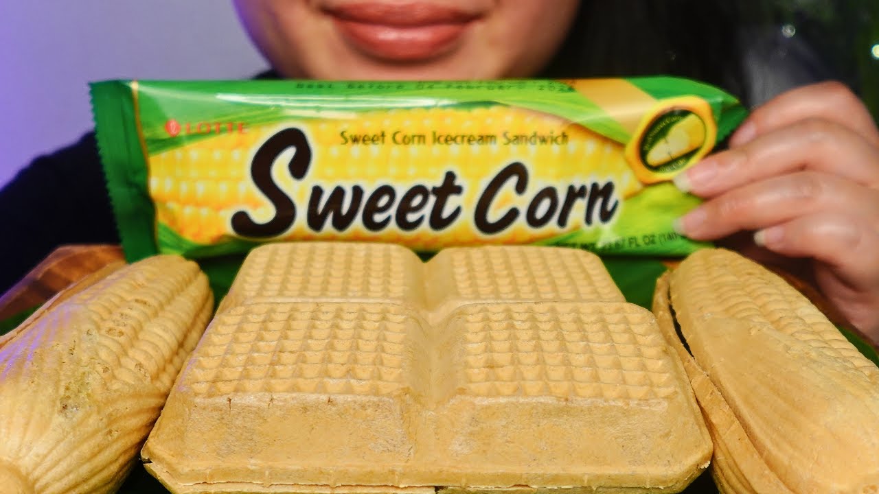 ASMR | KOREAN SWEET CORN ICE CREAM AND JAPANESE FROZEN WAFER | Eating ...
