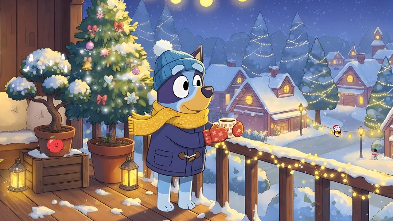 Bluey's Hot Chocolate Balcony ☕️ Lofi Hip Hop 🎄 Relaxing Lofi Beats to ...