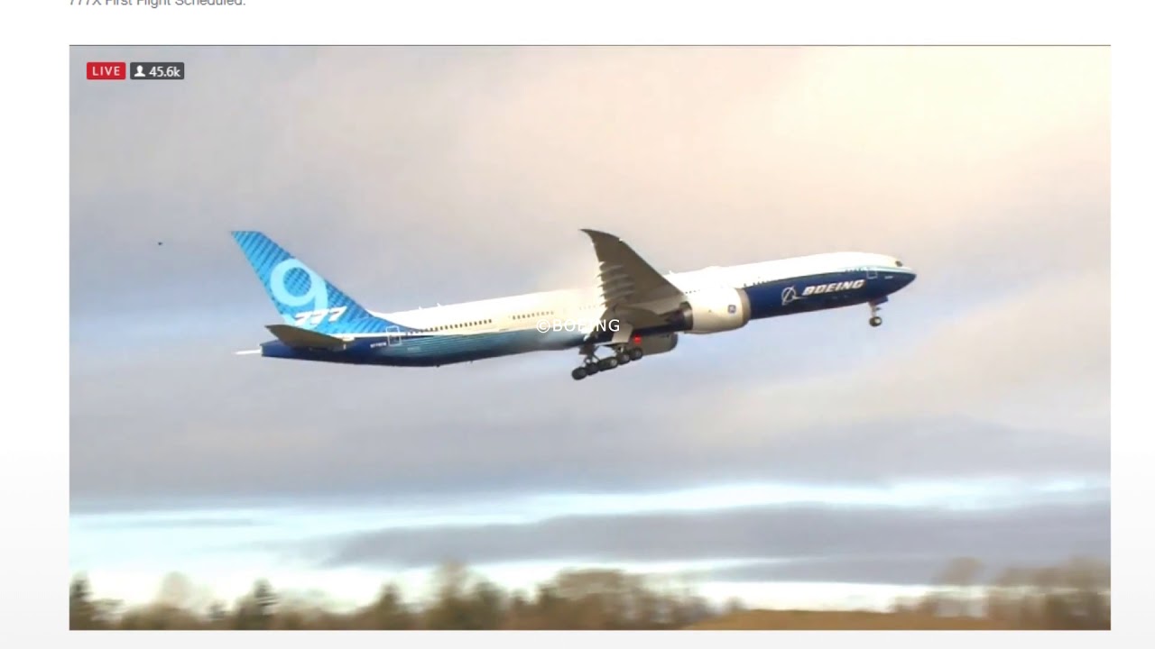 Boeing 777X takeoff first time - YouTube