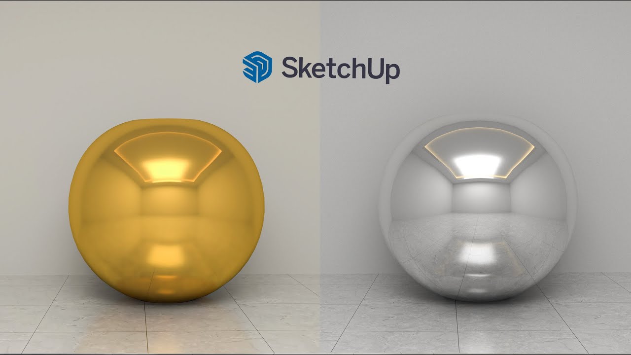 sketchup + & V-Ray 5.2 | Realistic metal | Gold , Stainless Steel - YouTube