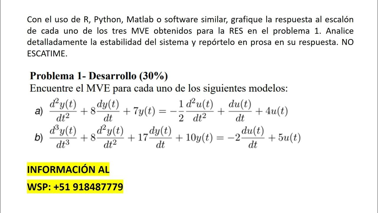 Con el uso de R, Python, Matlab o software similar, grafique la respuesta al escalón de cada uno ...