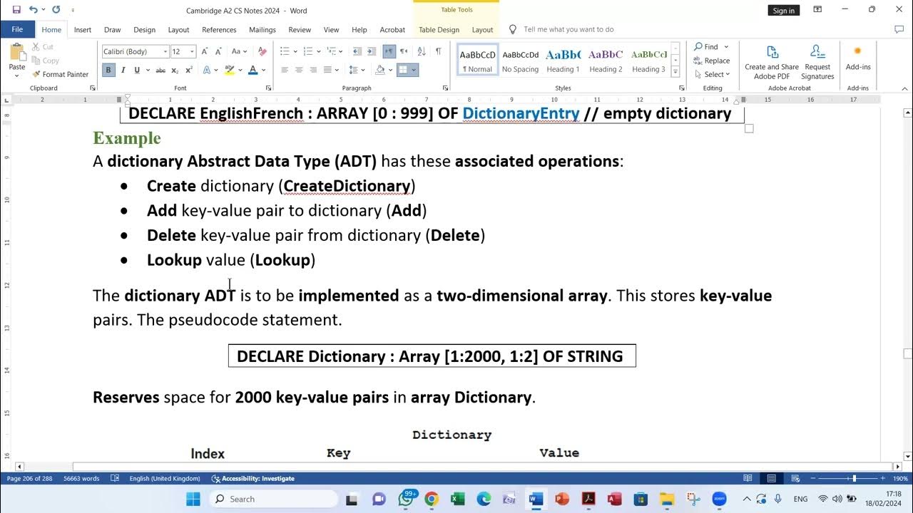 Cambridge A2 Computer Science Chapter 19 Computational Thinking Part Dictionary and Big O ...