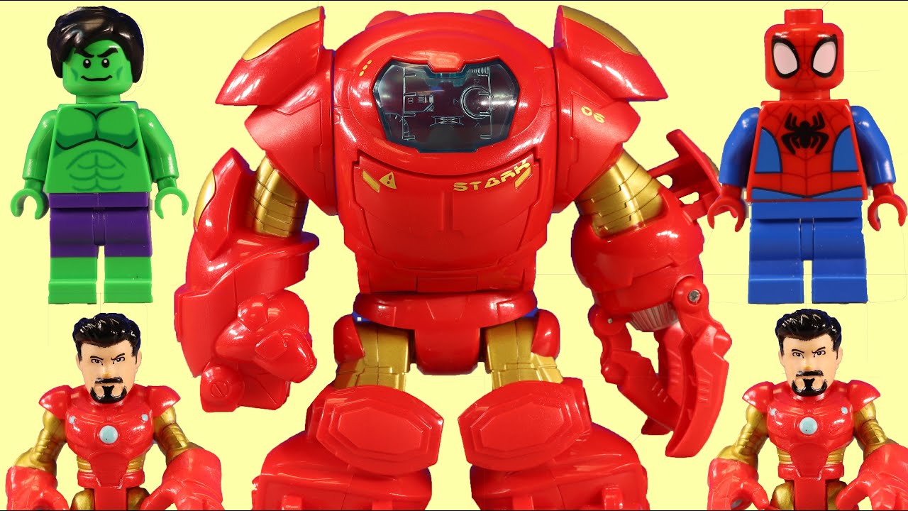 Spidey And Hulk Jr Spend Day With Iron Man - Hulkbuster Robot - YouTube