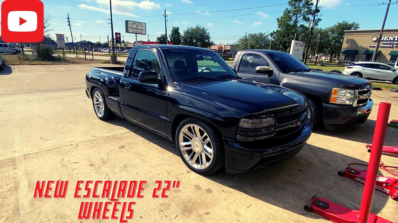 Single Cab Silverado with 22" Escalade Wheels - YouTube