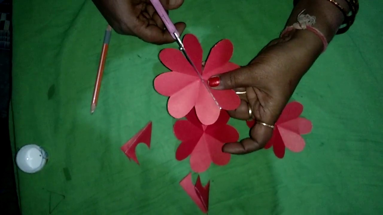 how to make flower with colour paper - YouTube