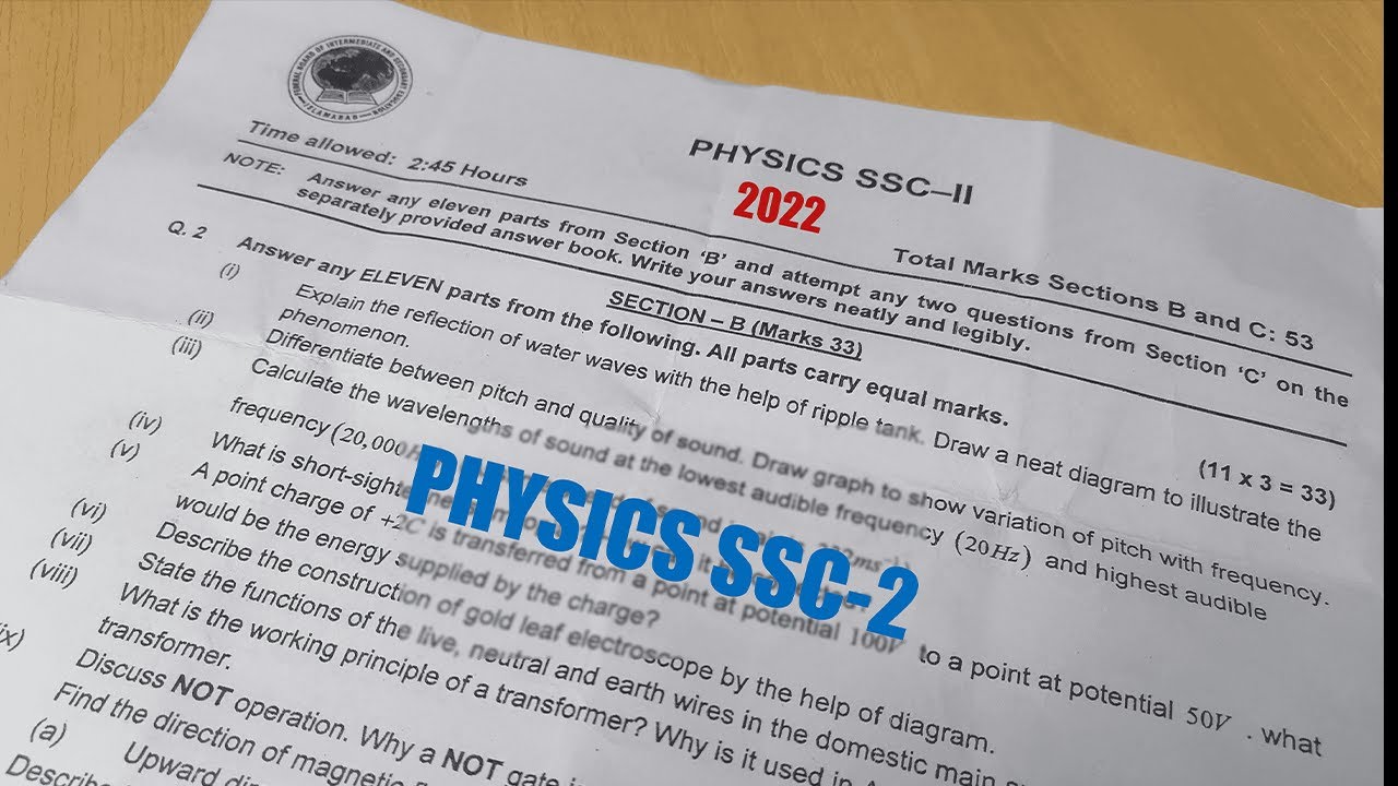 Physics 10 SSC-2 SLOs Paper 2022 | Federal Board - YouTube