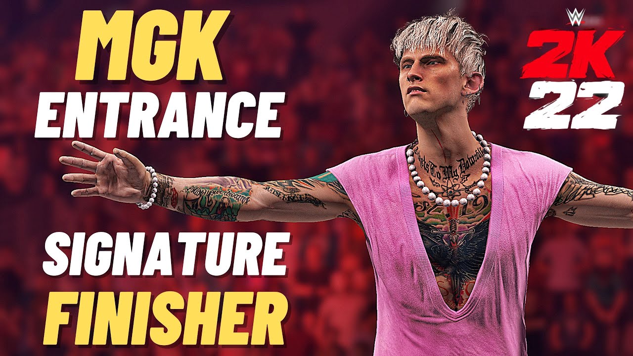 WWE 2K22 MACHINE GUN KELLY ENTRANCE | WWE 2K22 MGK FINISHER | WWE 2K22 ...
