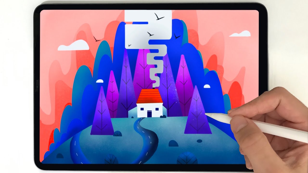 SO TINY! MOUNTAIN HOUSE | Procreate Tutorial on iPad Pro | Landscape ...