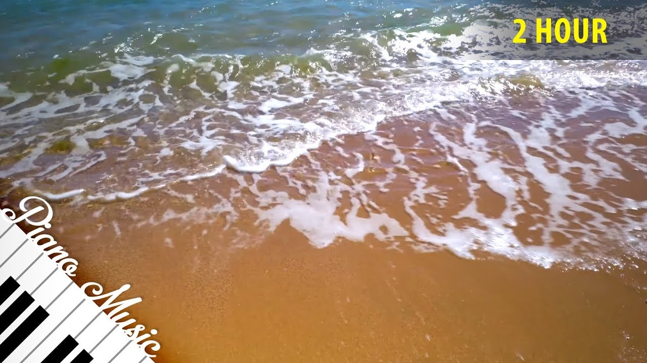 2 HOUR Relaxing Piano Music with Sea Waves Crashing - Piano Music for ...
