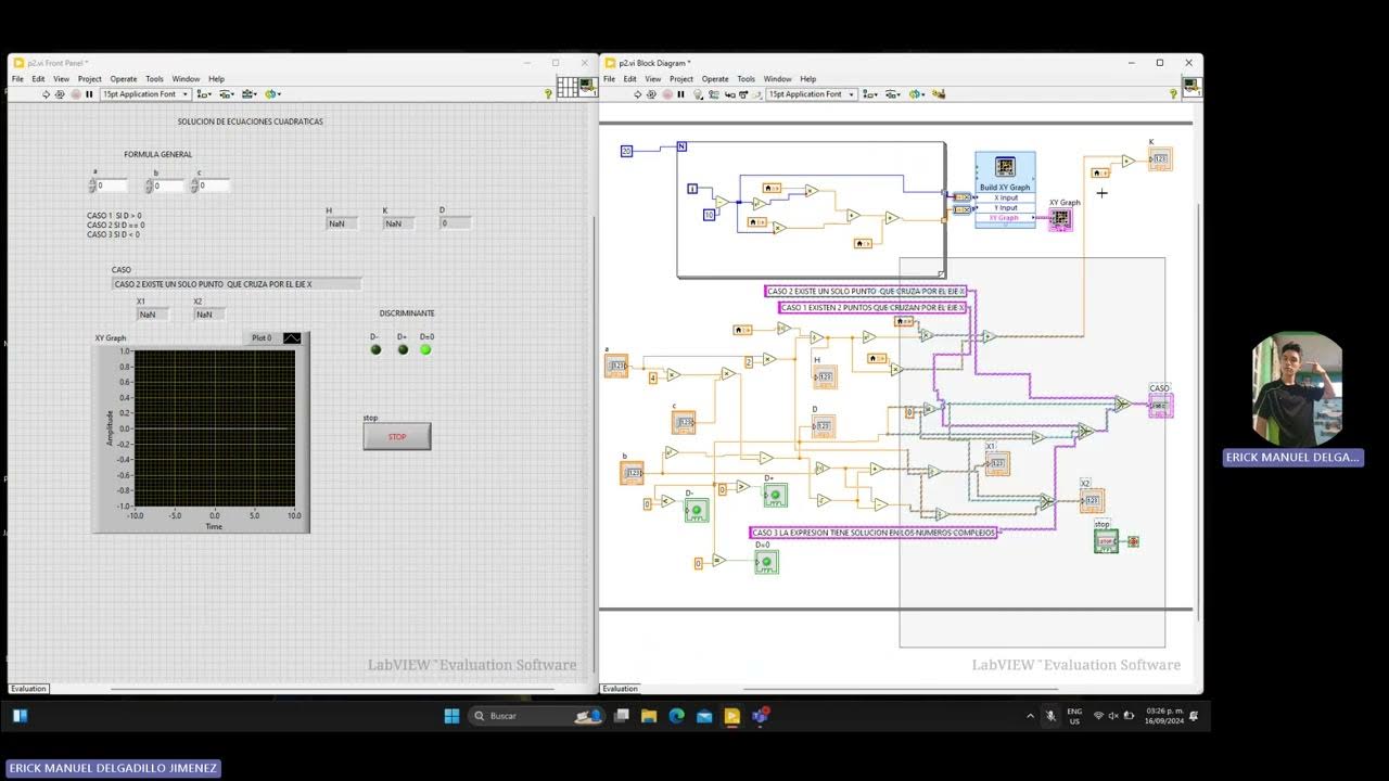 Práctica 2 formula general con gráficacion y discriminantes LabVIEW ...