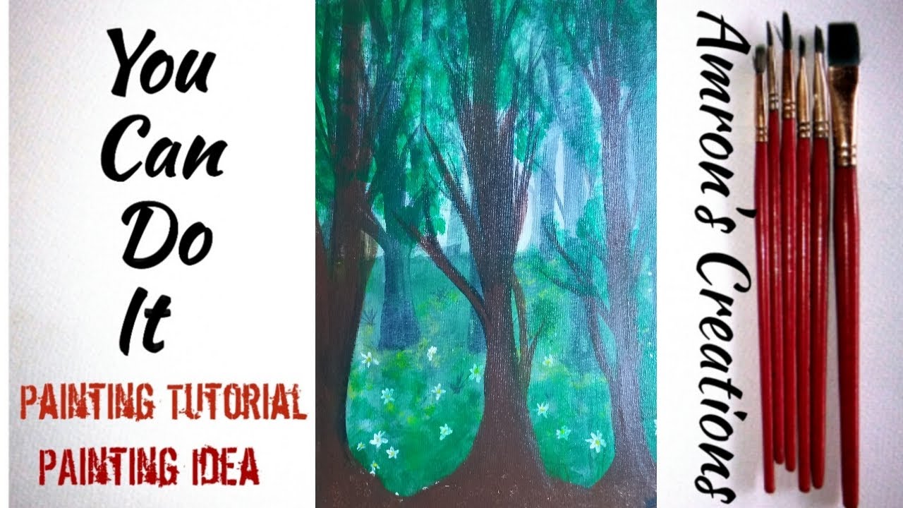 Shadow trees/ Painting Idea/Tutorial Painting/Amrons creations - YouTube