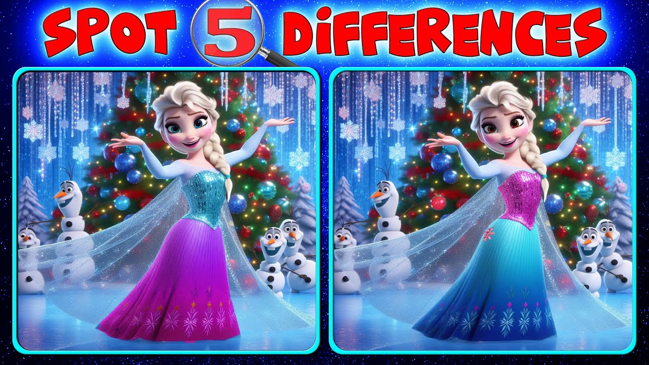 Christmas Frozen: Find 5 Differences in 60 Sec. #spotthedifference # ...