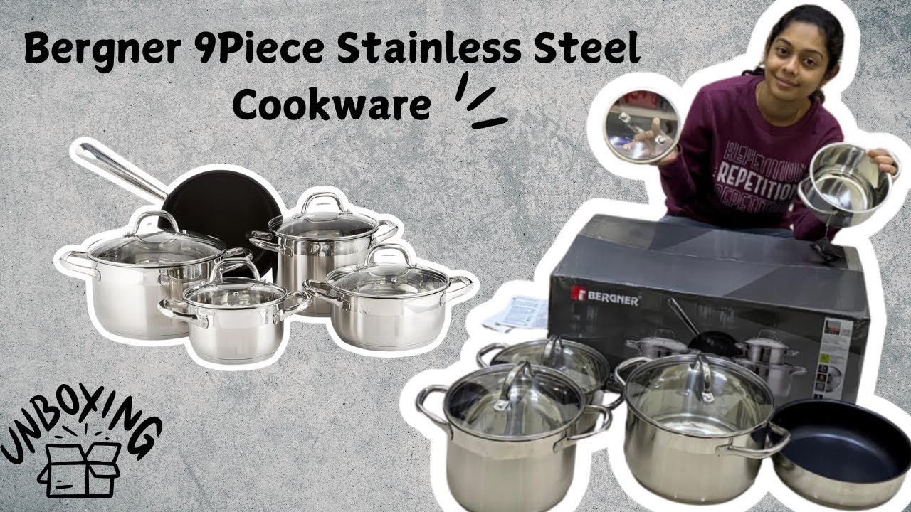 Bergner Stainless Steel 9piece Cookware | Unboxing #stainlesssteel # ...