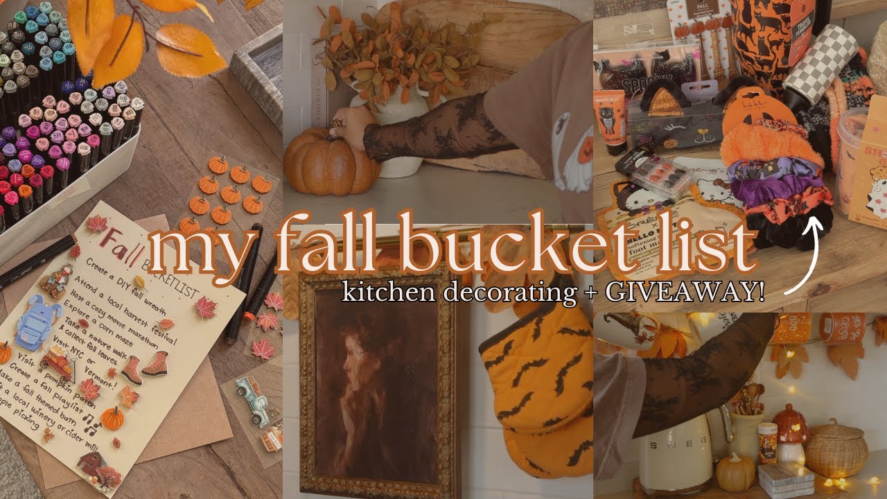 starting my fall bucket list 🍂🎃 kitchen decorating + GIVEAWAY - YouTube