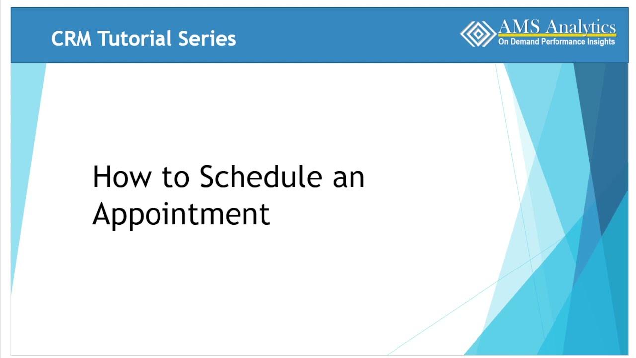 How to Schedule Appointment in CRM - YouTube