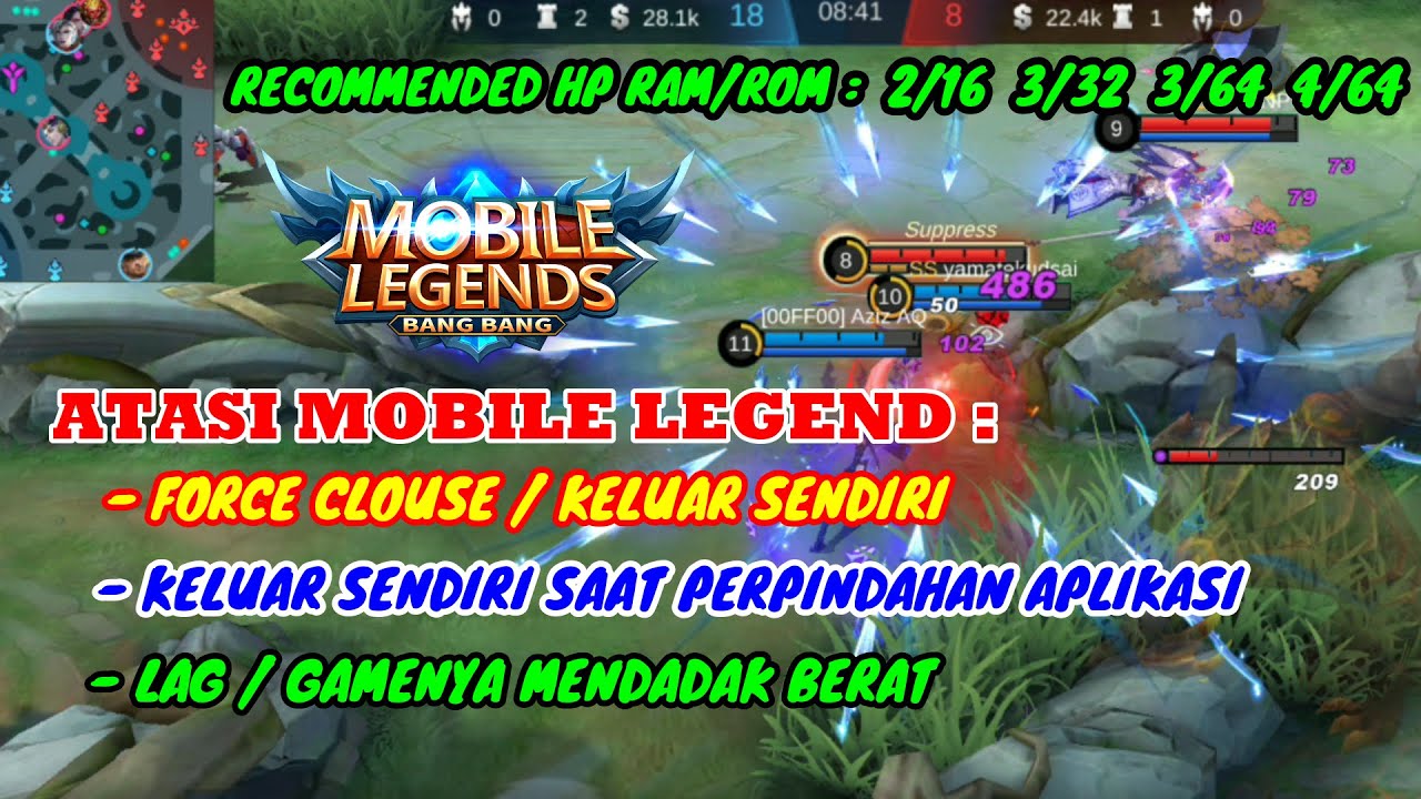 CARA MENGATASI MOBILE LEGEND KELUAR SENDIRI | CARA ATASI FORCE CLOSE ML ...