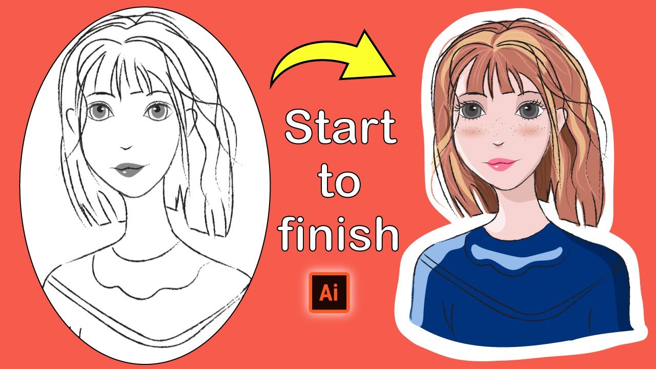 A GIRL FACE ILLUSTRATION IN ADOBE ILLUSTRATOR - YouTube