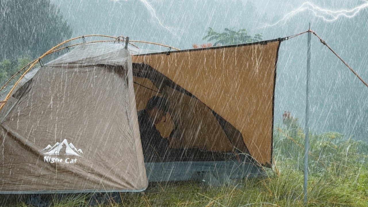 CAMPING IN WINTER DURING A RAIN STORM ⛈️ RELAXING SOUND OF RAIN - YouTube