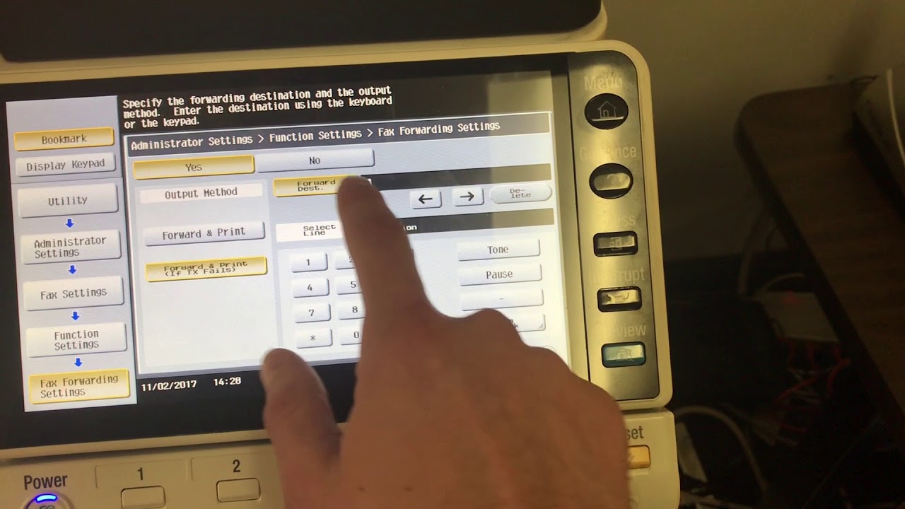 Konica Minolta - Set Up Fax Forwarding To SMB or Email - YouTube