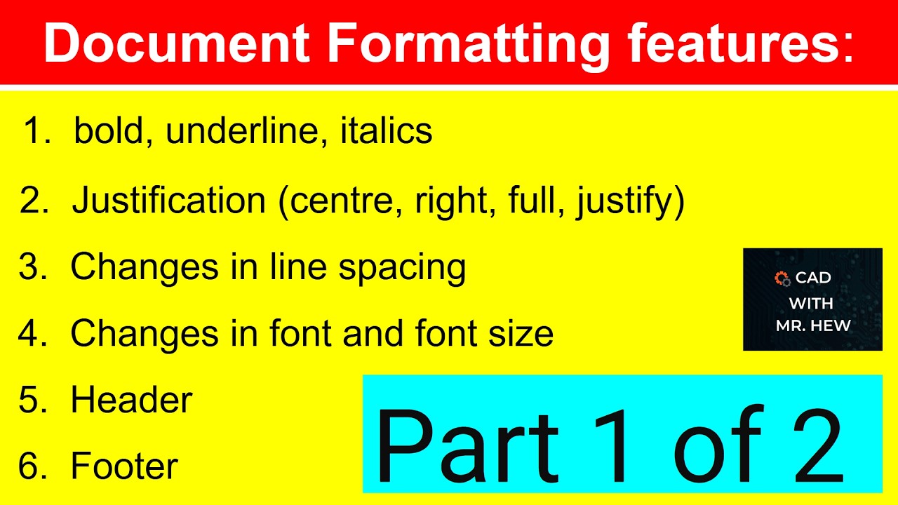 How to format bold, underline, italics, justification (center, right ...