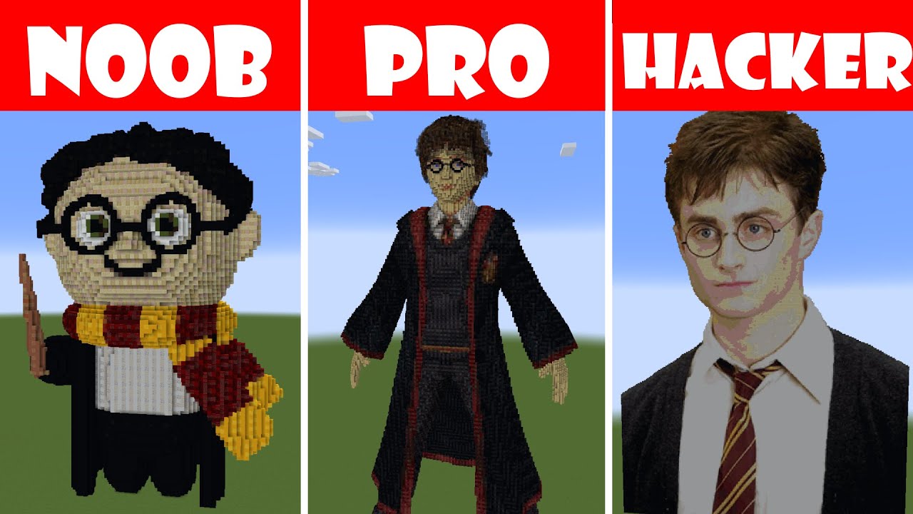 Minecraft HOGWARTS LEGACY HARRY POTTER BUILD CHALLENGE - NOOB vs PRO vs ...