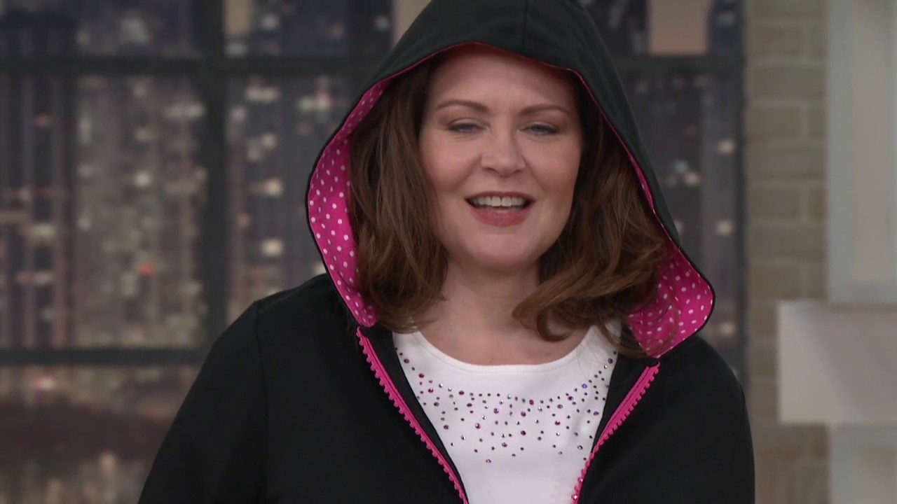 Quacker Factory Polka Dot Trim Hoodie with Rhinestone Zipper on QVC ...