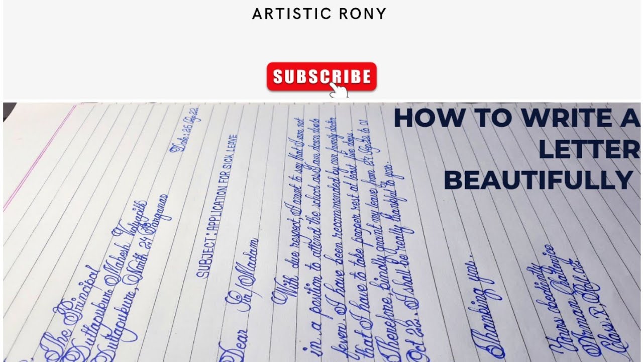 Beautiful handwriting ll English letter for Sick leave ll Calligraphy ...