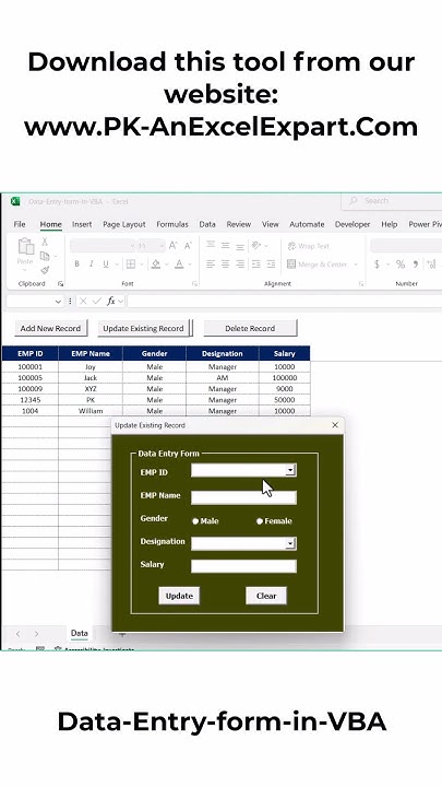 Data Entry Form In Excel Vba Quick Demo Dataentryform Excelvbatutorial Excelvba Youtube