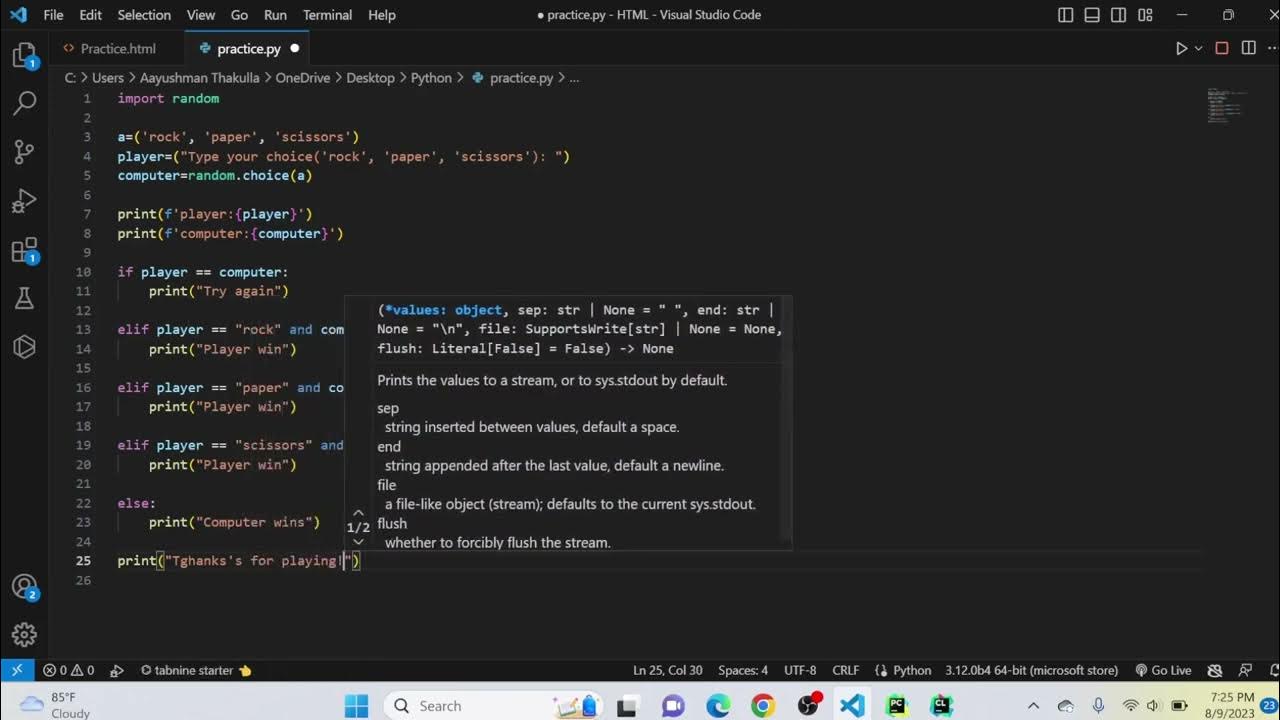 Rock paper scissors game in python in Nepali - YouTube
